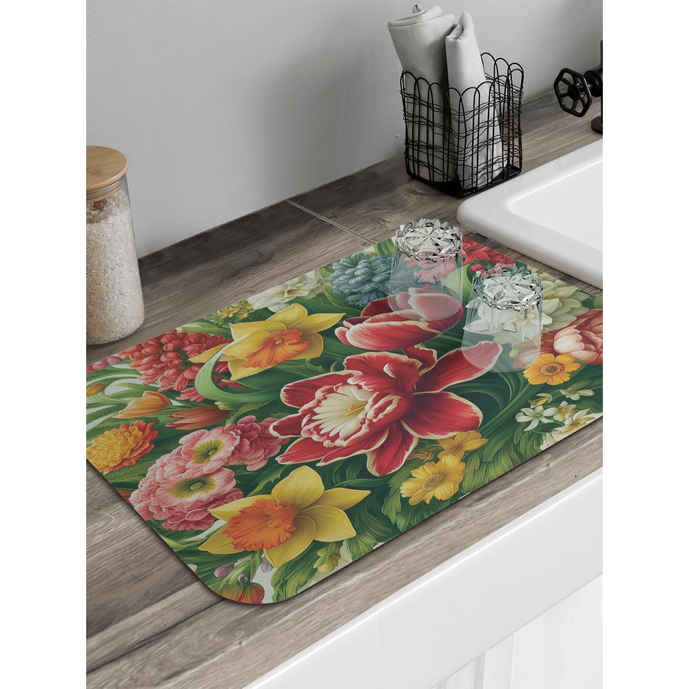 Коврик для сушки посуды JoyArty Цветочный букет 58x38 см sbmrec_sd3558_58x38 - выгодная цена ...