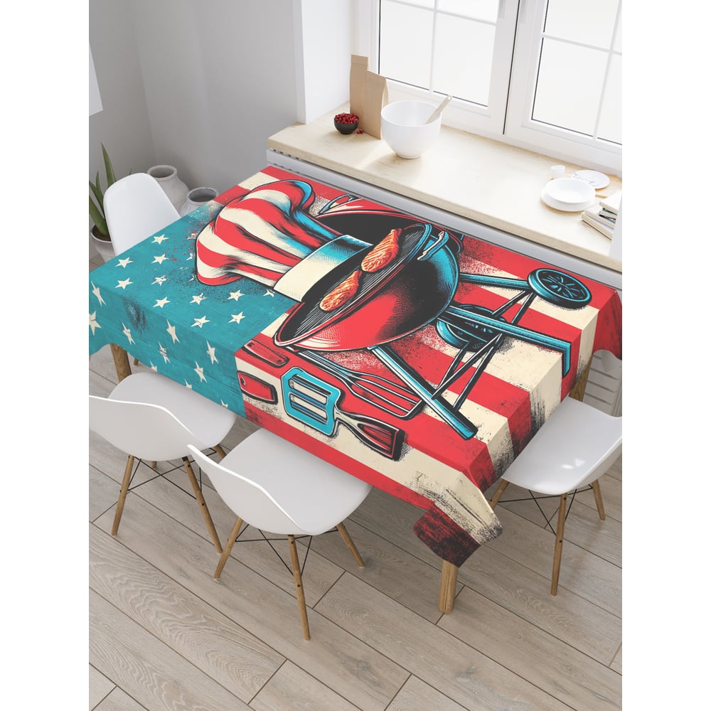 Прямоугольная тканевая скатерть на стол JoyArty с рисунком "Барбекю", 120 на 145 см, tc_sd3455 ...