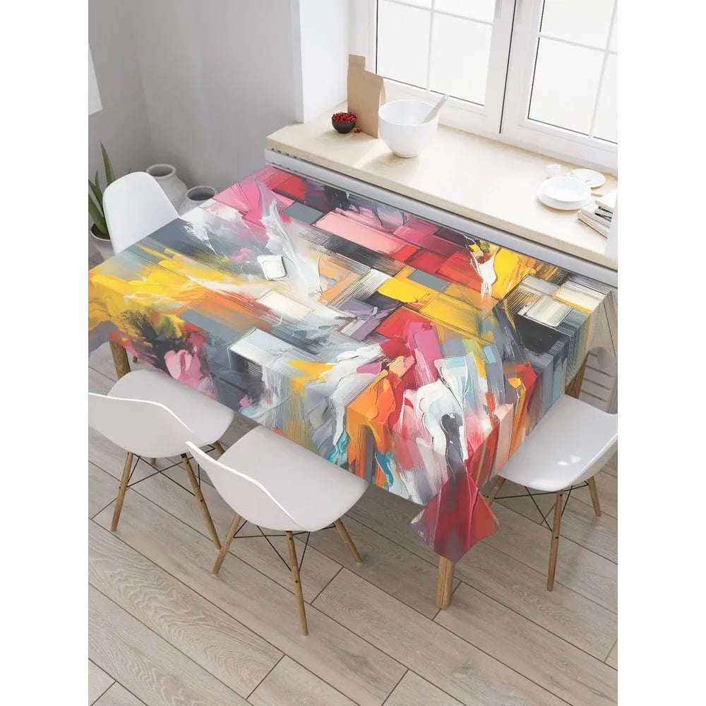 Прямоугольная тканевая скатерть на стол JoyArty с рисунком "Картина краской", 120 на 145 см, tc ...