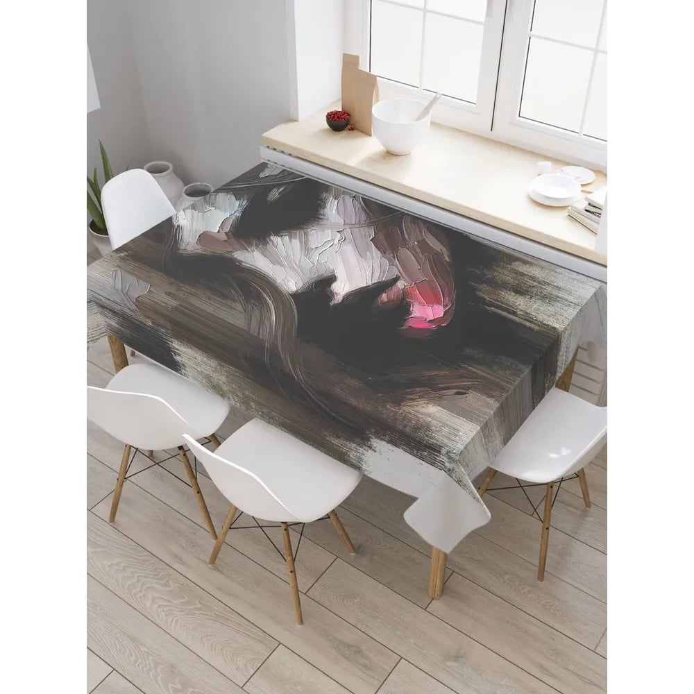 Прямоугольная тканевая скатерть на стол JoyArty с рисунком "Рисунок девушки", 120 на 145 см, tc ...