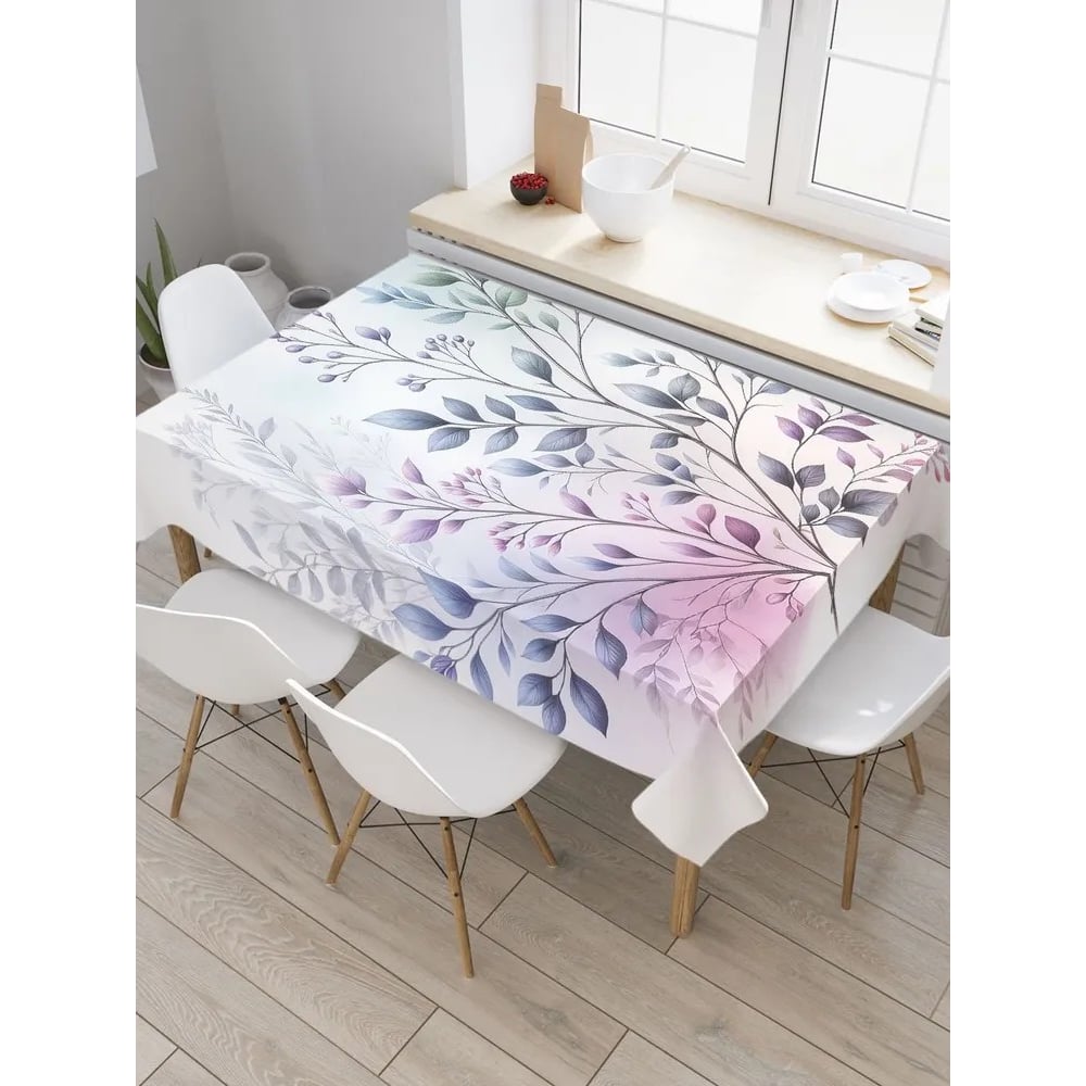 Прямоугольная тканевая скатерть на стол JoyArty с рисунком "Веточка бутонов", 120 на 145 см, tc ...