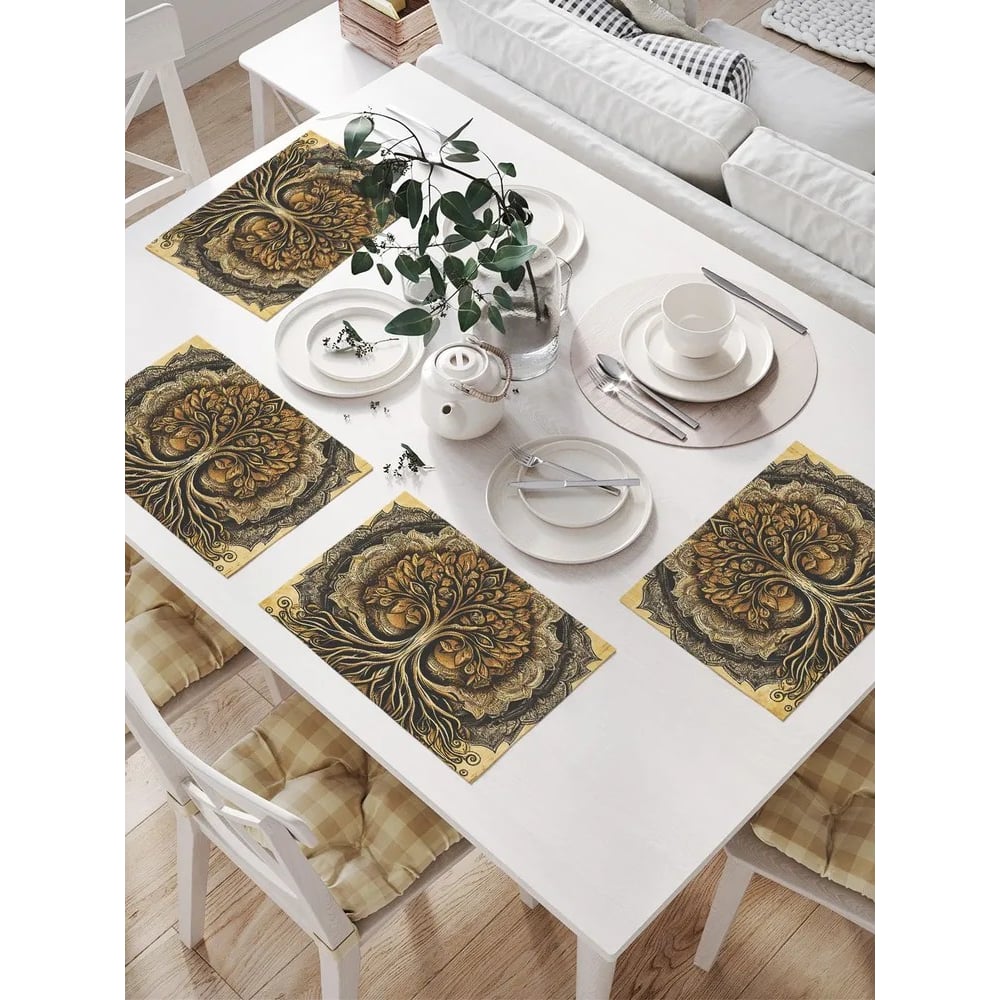 Салфетки на стол для сервировки прямоугольные, плейсмат JoyArty "Дерево жизни", 32x46 см, в ...