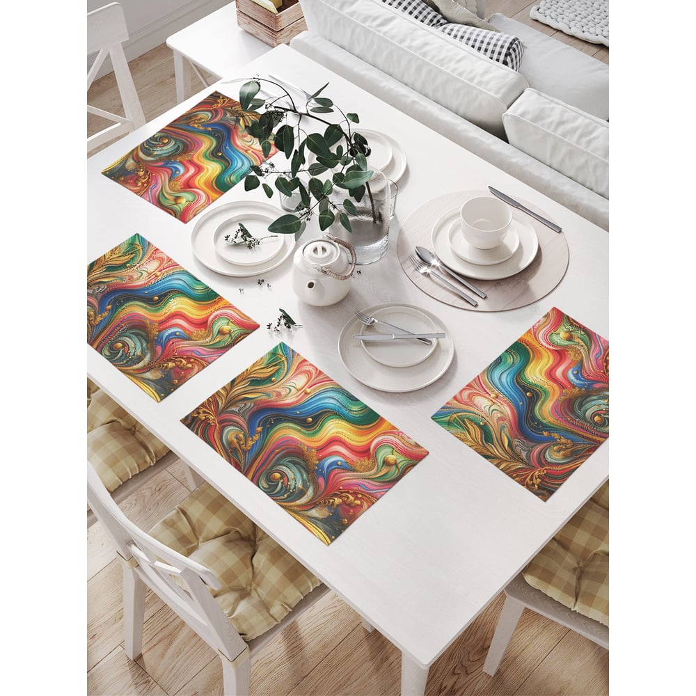 Салфетки на стол для сервировки прямоугольные, плейсмат JoyArty "Восточные мотивы", 32x46 см, в ...