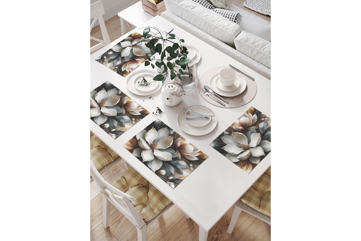 Салфетки на стол для сервировки прямоугольные, плейсмат JoyArty "Нежность цветов", 32x46 см, в ...