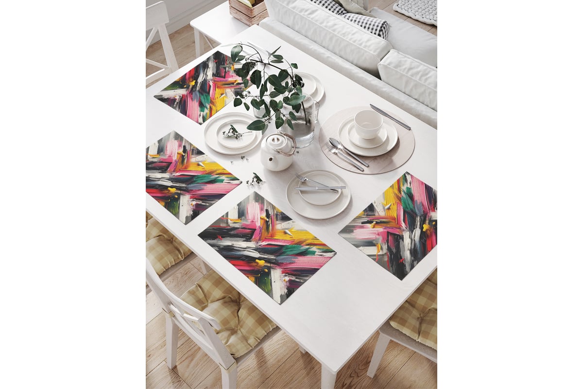 Салфетки на стол для сервировки прямоугольные, плейсмат JoyArty "Искусство", 32x46 см, в ...
