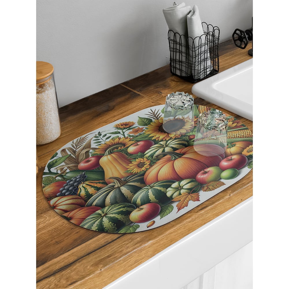 Коврик для сушки посуды JoyArty Фруктовая поляна овальный 58x38 см sbm_sd4024_58x38 - выгодная ...