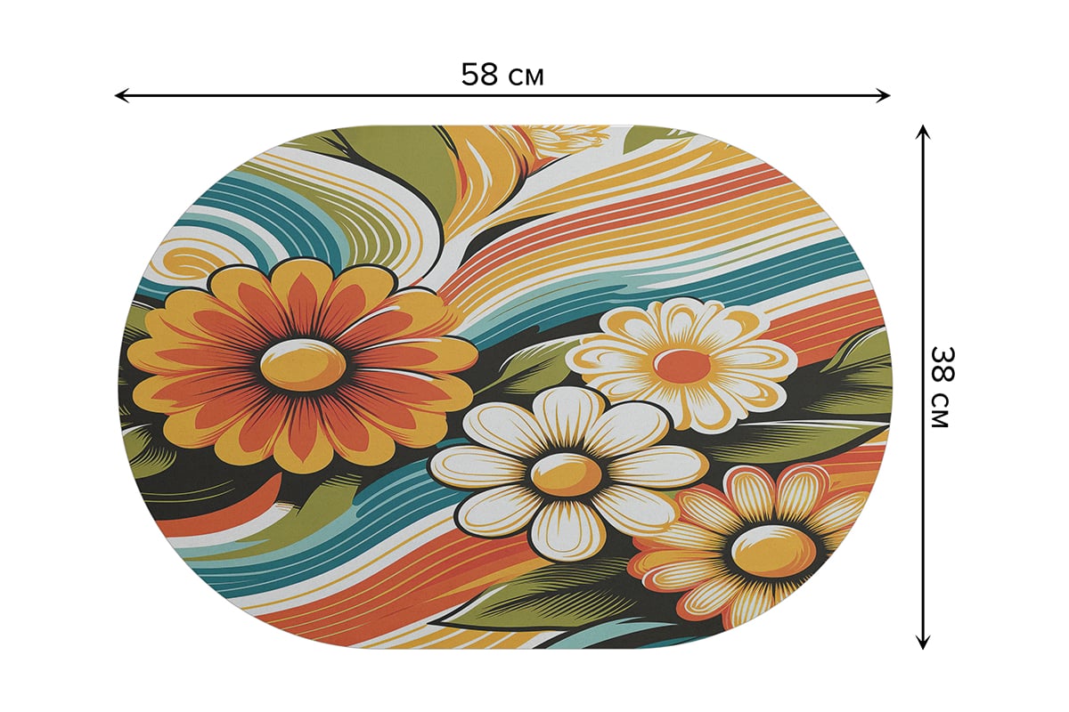 Коврик для сушки посуды JoyArty Раскраска цветов овальный 58x38 см sbm_sd3549_58x38 - выгодная ...