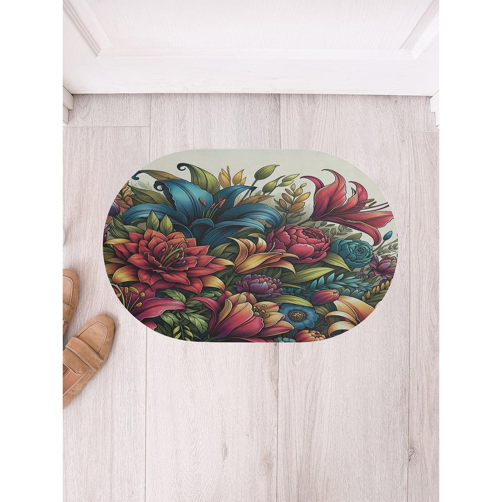 Коврик в прихожую JoyArty овальный Цветочное настроение 58x38 см sbm_sd3526_58x38 - выгодная ...