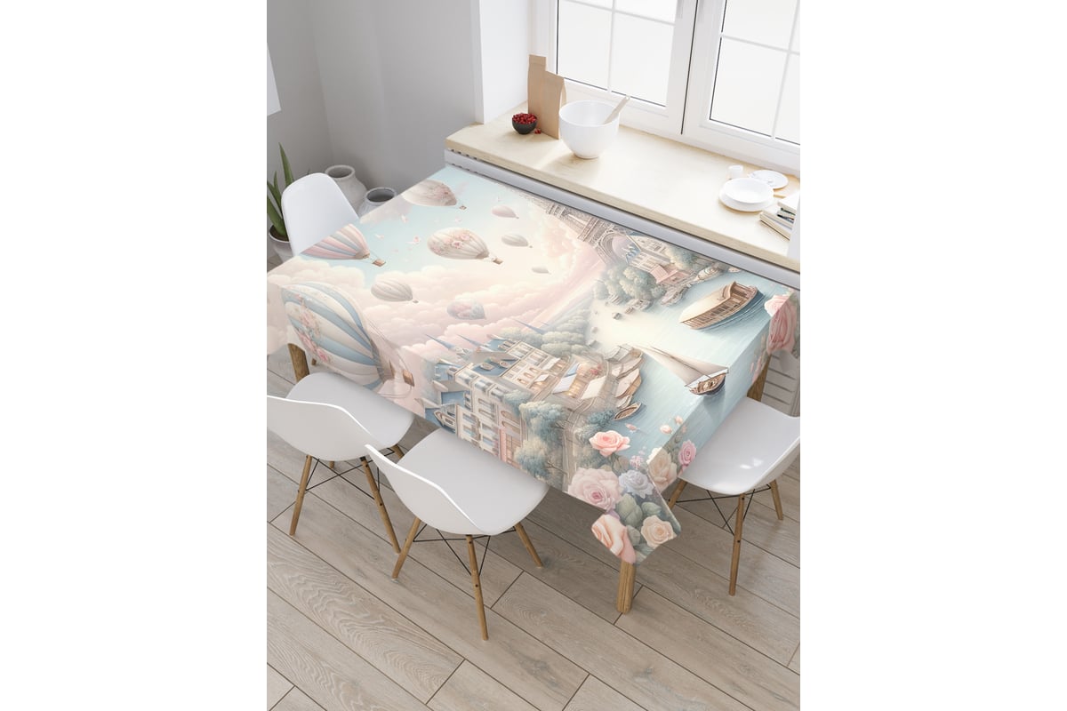 Прямоугольная тканевая скатерть на стол с рисунком JoyArty Нежный Париж 120х145 см tc_sd3554 ...