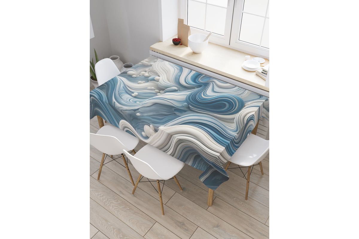 Прямоугольная тканевая скатерть на стол с рисунком JoyArty Волны 145х180 см tc_sd3531_180x145 ...