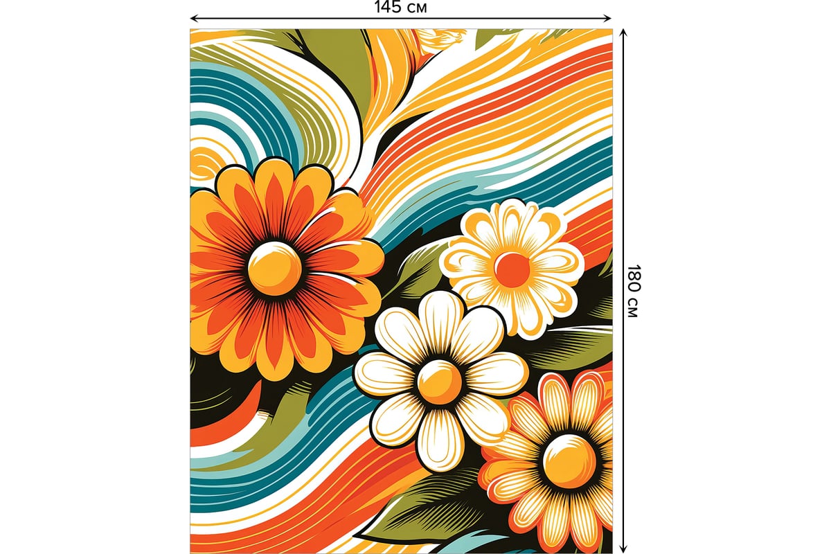 Прямоугольная тканевая скатерть на стол с рисунком JoyArty Раскраска цветов 145х180 см tc_sd3549 ...