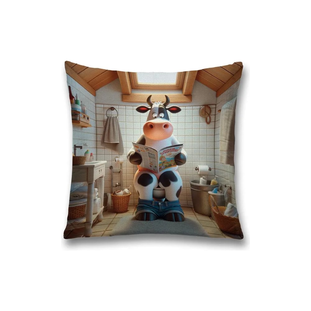 Декоративная наволочка на молнии JoyArty Корова читает 45x45 см sl_sd3473 - выгодная цена ...