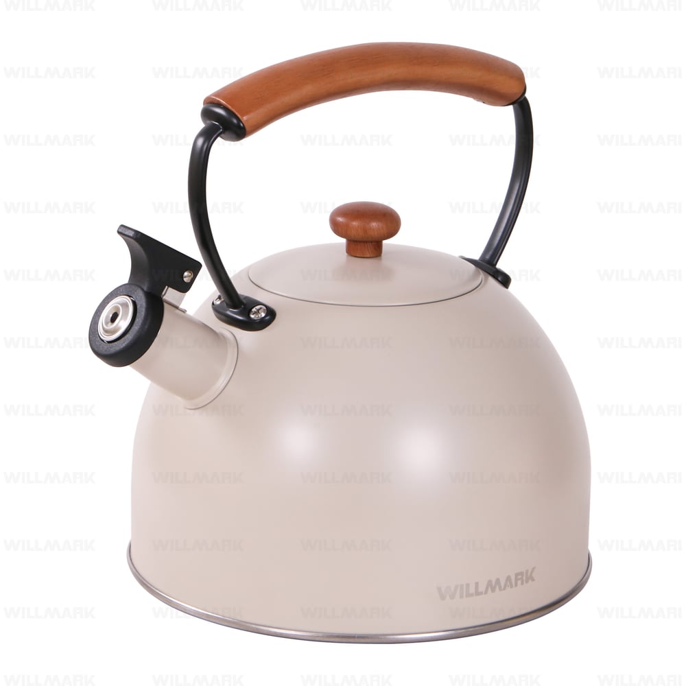 Чайник Willmark WTK-3694SS 2.8 л, со свистком, с крышкой, ручка из дуба, техн. Easy spout open ...