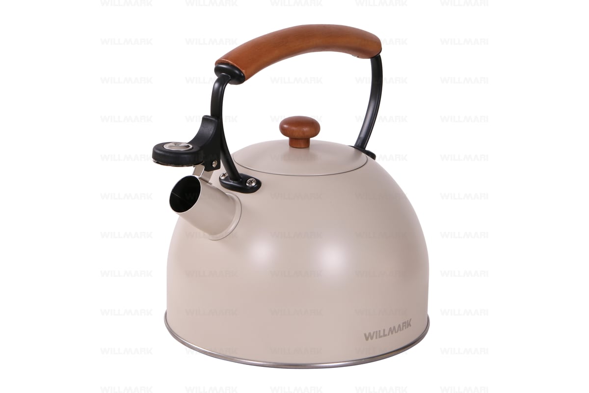 Чайник Willmark WTK-3694SS 2.8 л, со свистком, с крышкой, ручка из дуба, техн. Easy spout open ...