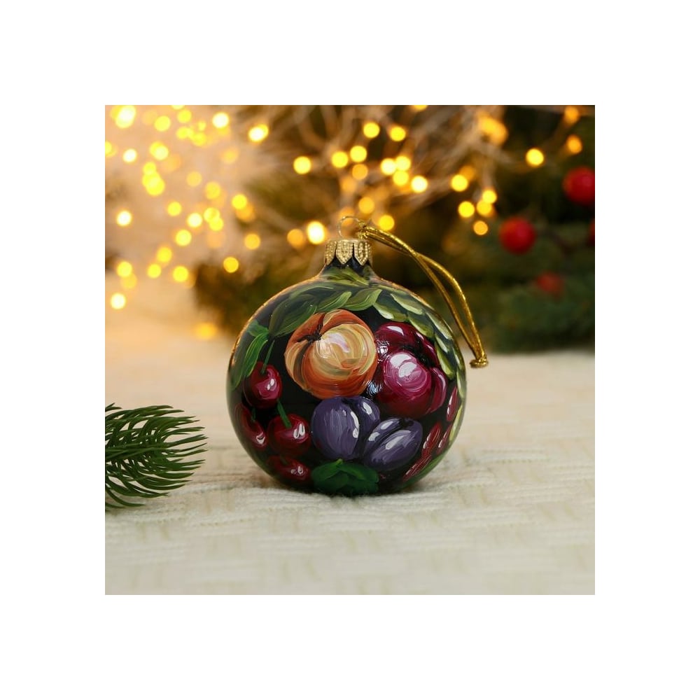 Елочный шар Сималенд Расписной узор, d-8 см, ручная роспись 5227233 ...