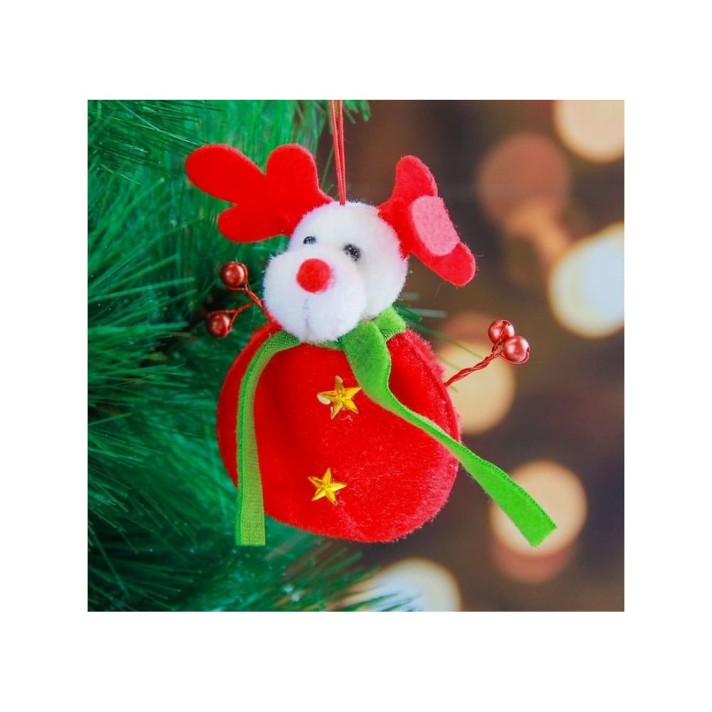 Мягкая подвеска Зимнее волшебство Олень - кругляш, 9 см, красный ...