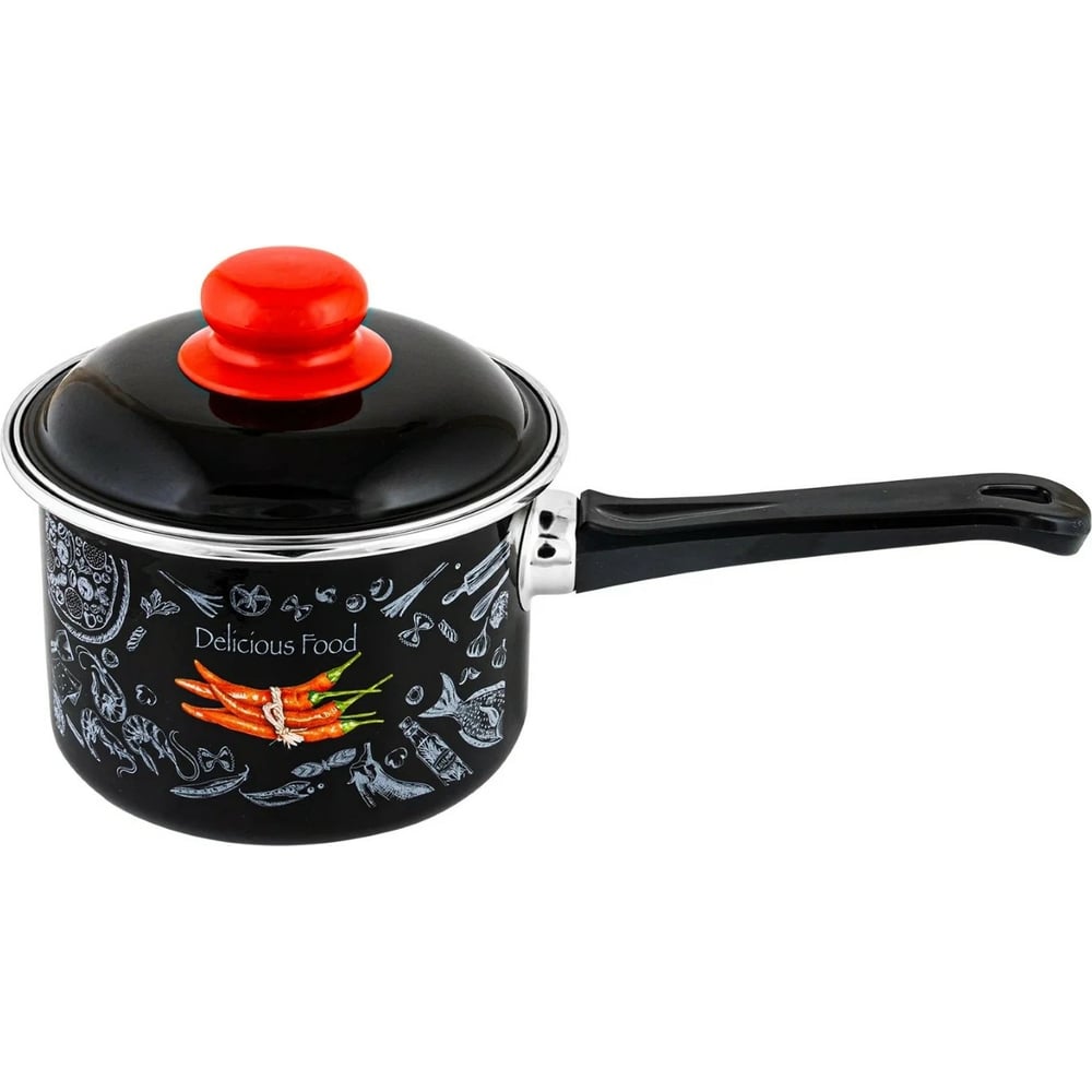 Эмалированный ковш appetite Chilli 1.5 л цилиндрический с крышкой ...