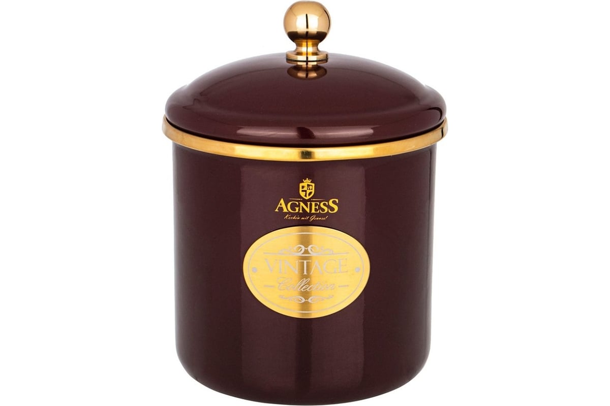 Банка для сыпучих продуктов Agness ТЮДОР эмалированная, 12x12 см, 1.2 л 950-335 - выгодная цена ...