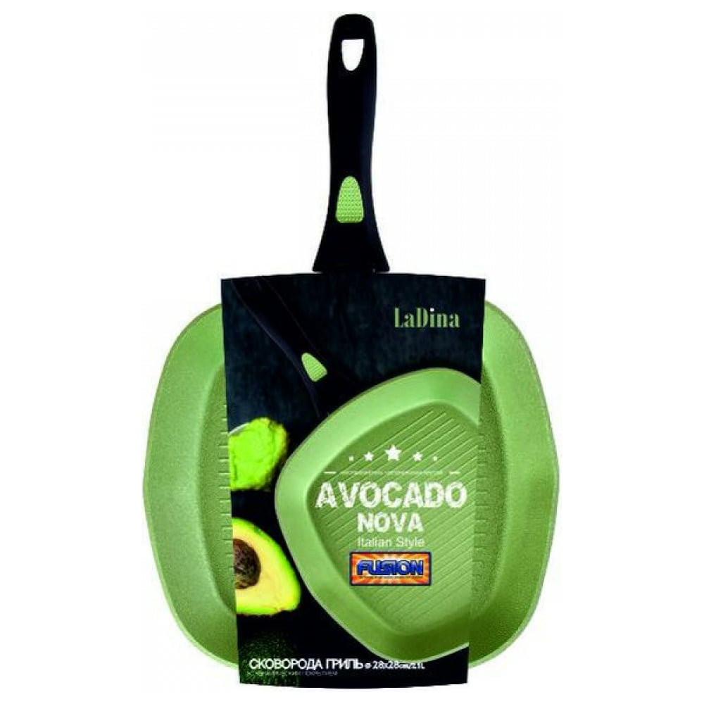Алюминиевая сковорода-гриль Ladina AVOCADO с антипригарным керамическим ...
