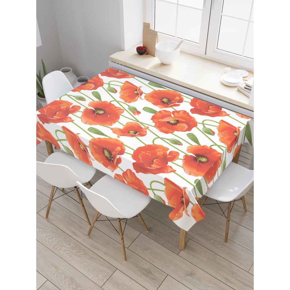 Прямоугольная скатерть JOYARTY Бескрайние маки из сатена tc_11900_120x145 - выгодная цена ...