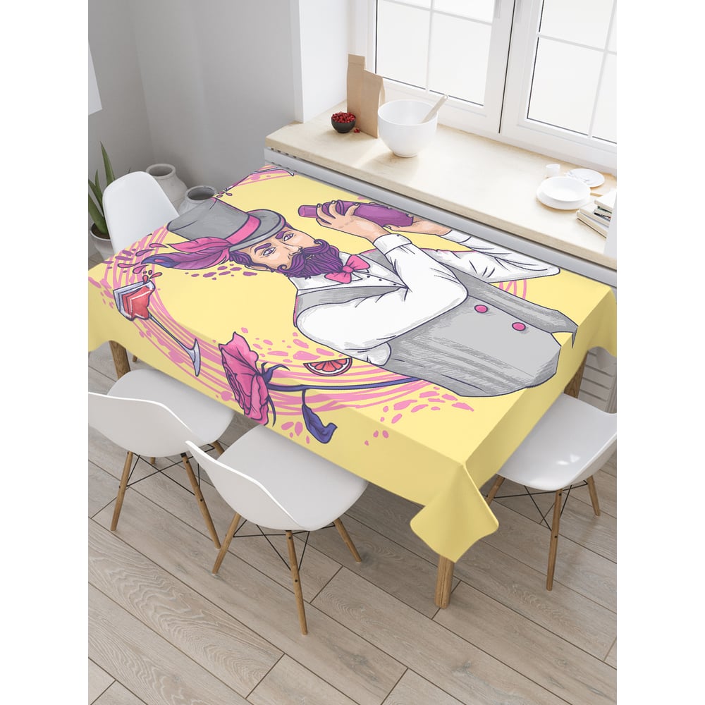 Прямоугольная скатерть JoyArty Крутой бармен из сатена tc_378868_120x145 - выгодная цена, отзывы ...