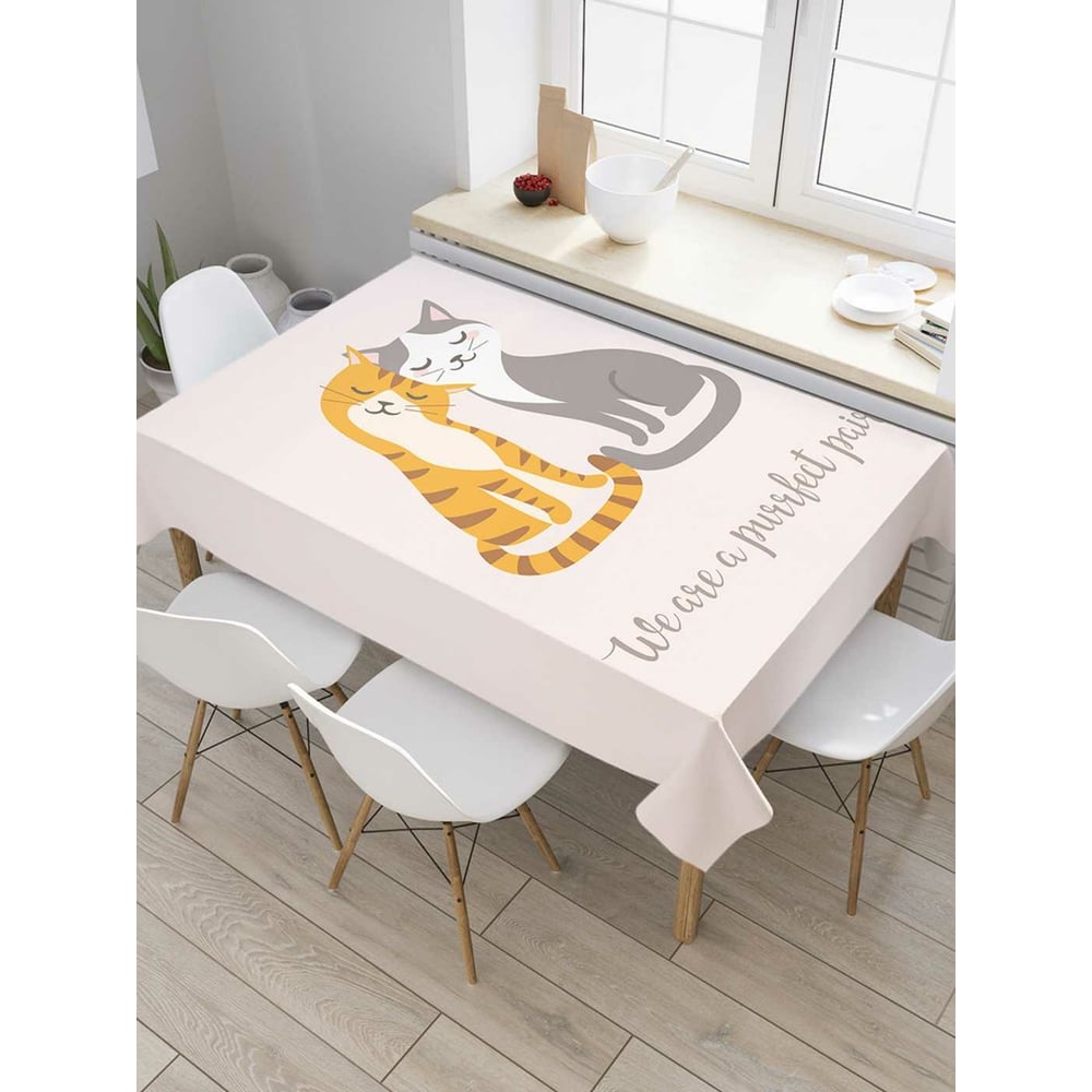 Прямоугольная скатерть JoyArty Лучшая пара котиков из сатена tc_92004_120x145 - выгодная цена ...