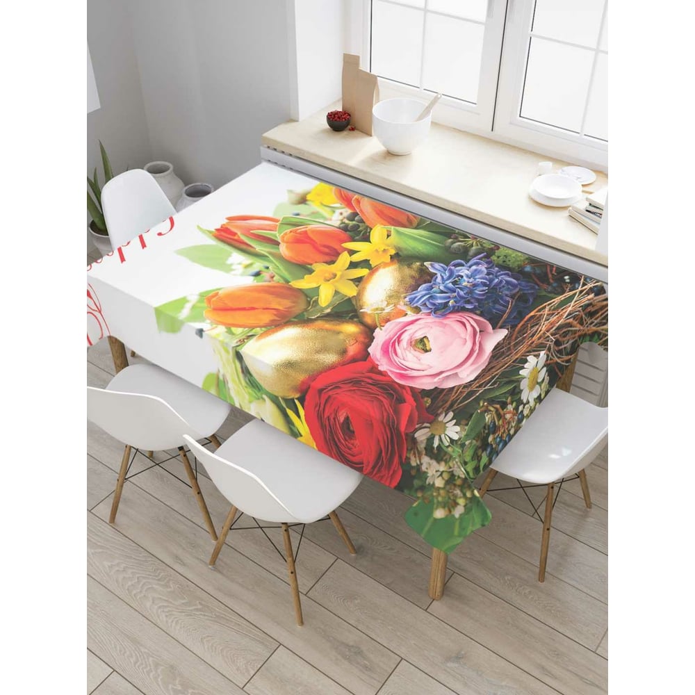 Прямоугольная скатерть JoyArty Пасхальный букет из сатена tc_7383 ...