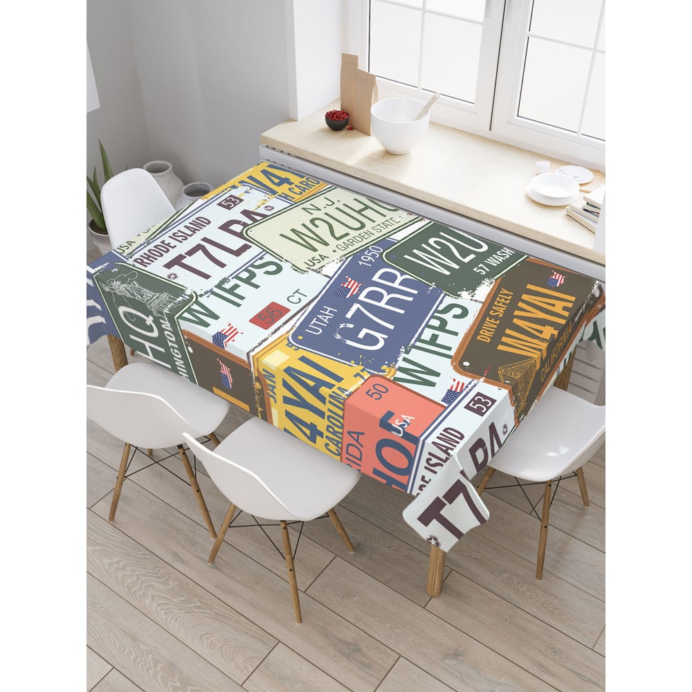 Прямоугольная скатерть JoyArty Номерные знаки из сатена tc_13155_120x145 - выгодная цена, отзывы ...