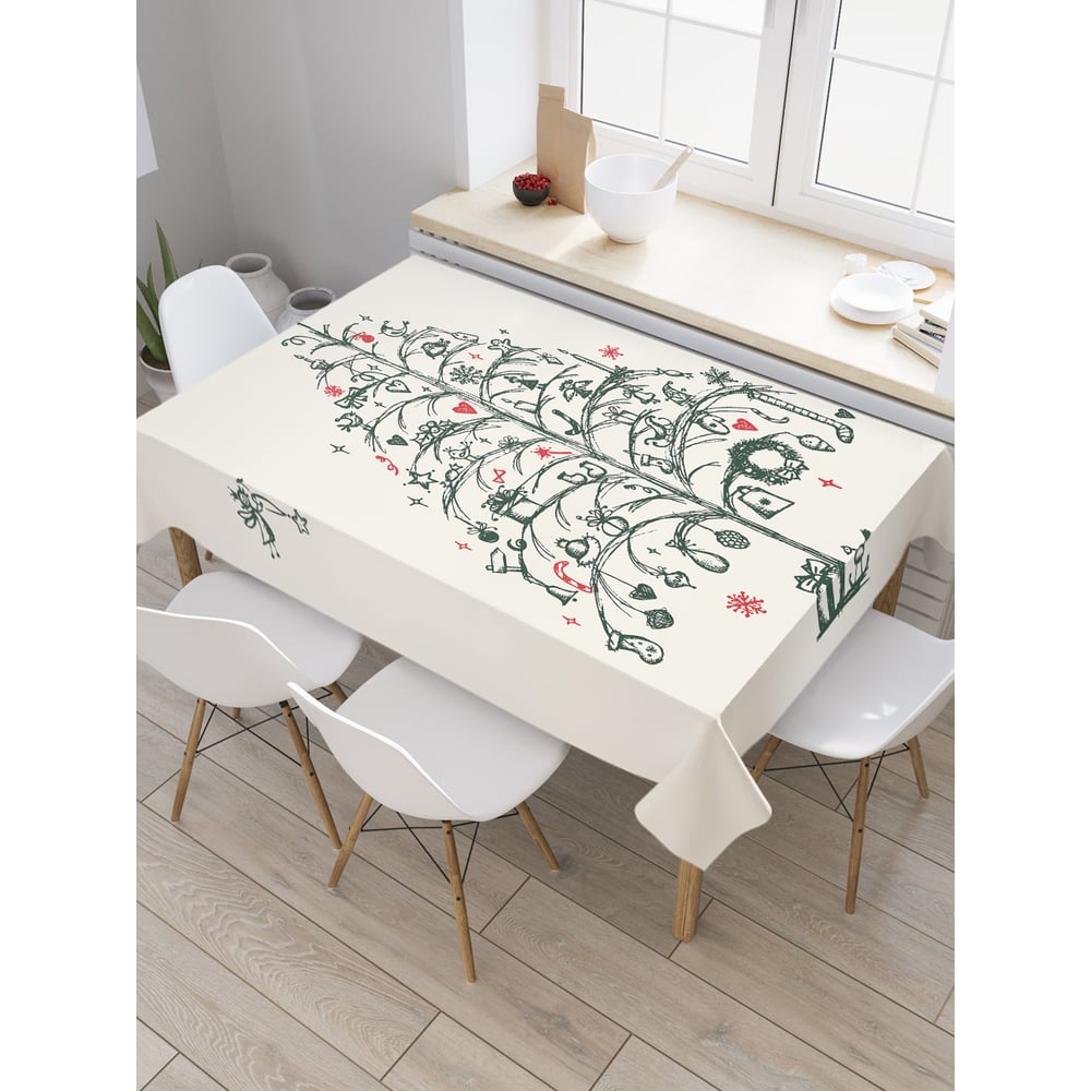 Прямоугольная скатерть JoyArty Елка с подарками из сатена tc_19390 ...