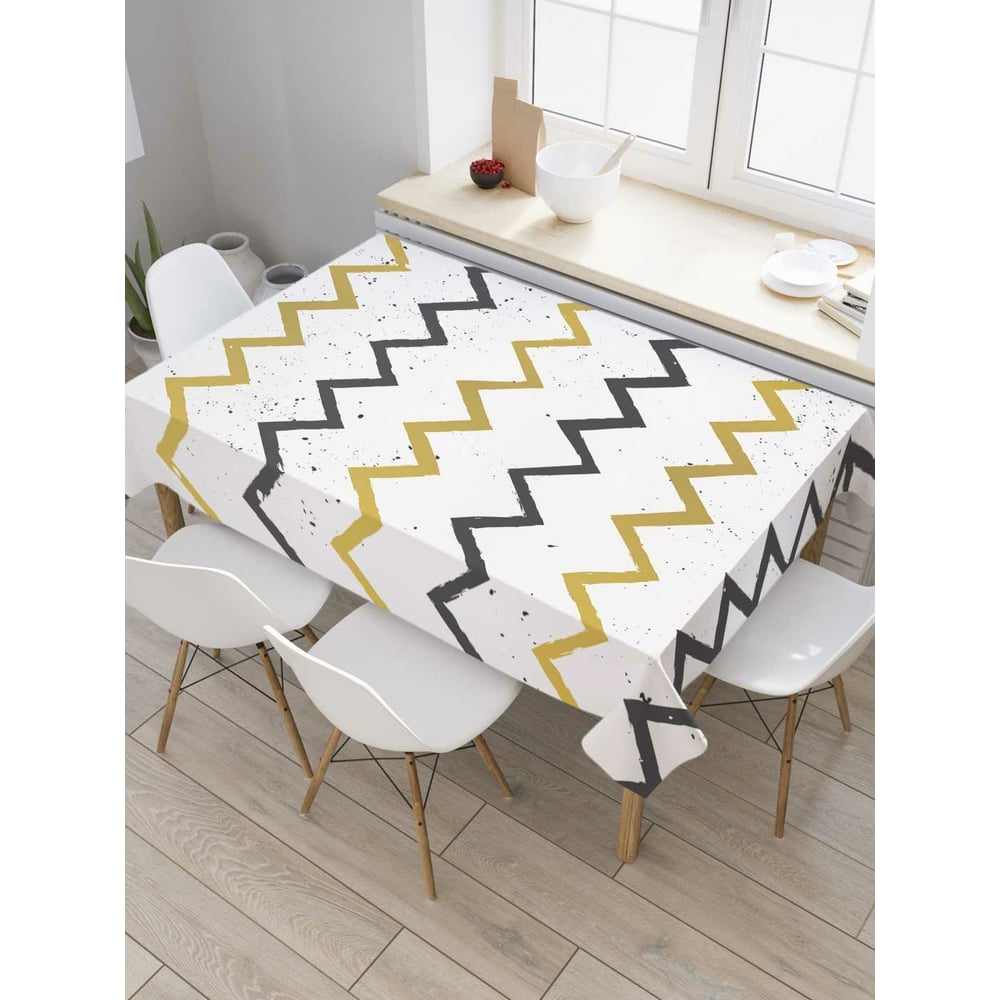 Прямоугольная скатерть JoyArty Зигзаговая строгость из сатена tc_4327_120x145 - выгодная цена ...