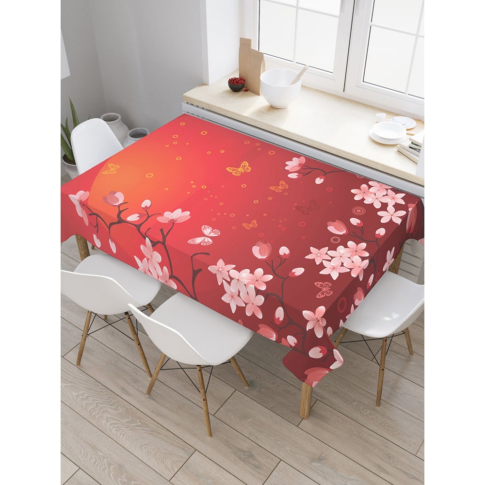 Прямоугольная скатерть JoyArty Сакура в Японии из сатена tc_52786_120x145 - выгодная цена ...
