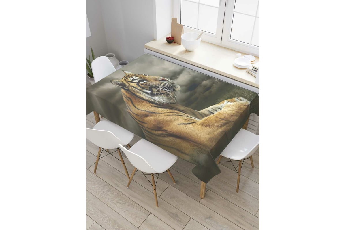 Прямоугольная скатерть JoyArty Мудрость тигра из сатена tc_8542_120x145 - выгодная цена, отзывы ...