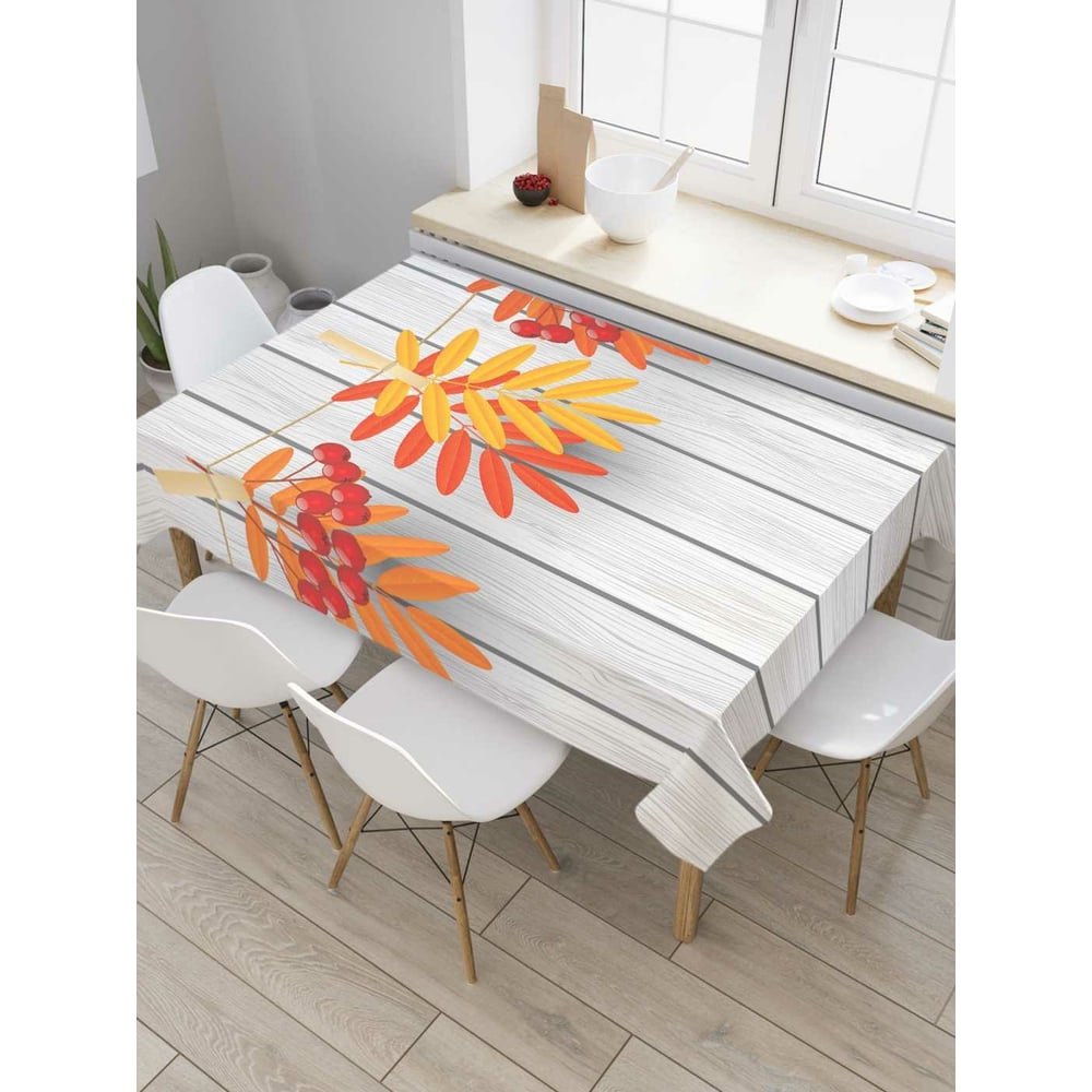 Прямоугольная скатерть JoyArty Подвешенные листья рябины из сатена tc_38393_120x145 - выгодная ...