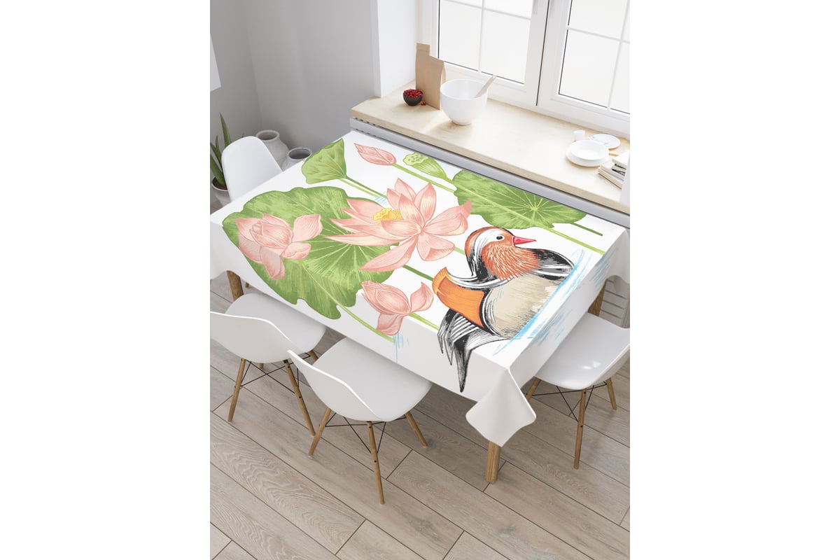 Прямоугольная скатерть JoyArty Птичьи прятки из сатена tc_22351_120x145 - выгодная цена, отзывы ...