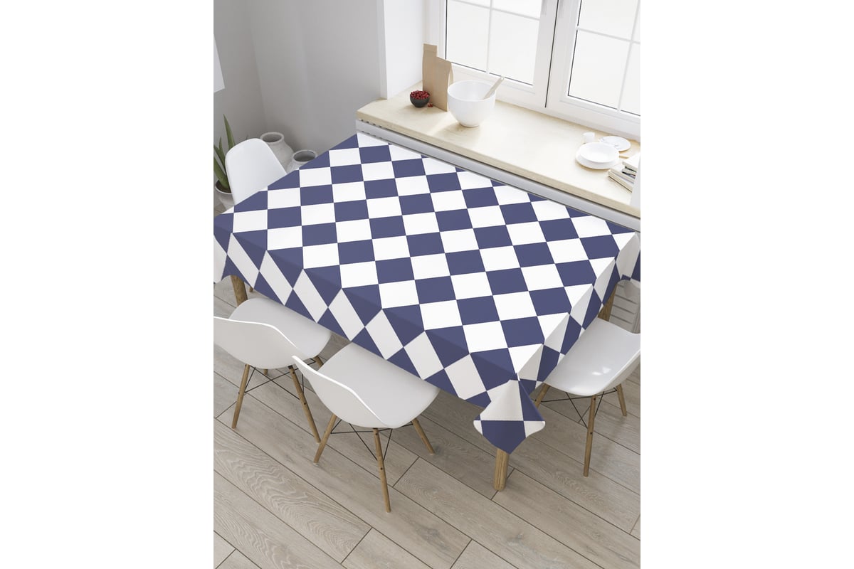 Прямоугольная скатерть JoyArty Синие ромбы из сатена tc_34100_120x145 - выгодная цена, отзывы ...