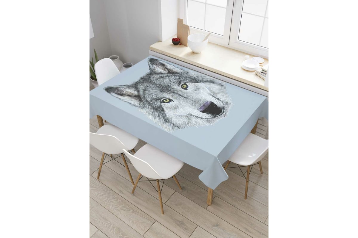 Прямоугольная скатерть JoyArty Волчий взгляд из сатена tc_48451_120x145 - выгодная цена, отзывы ...