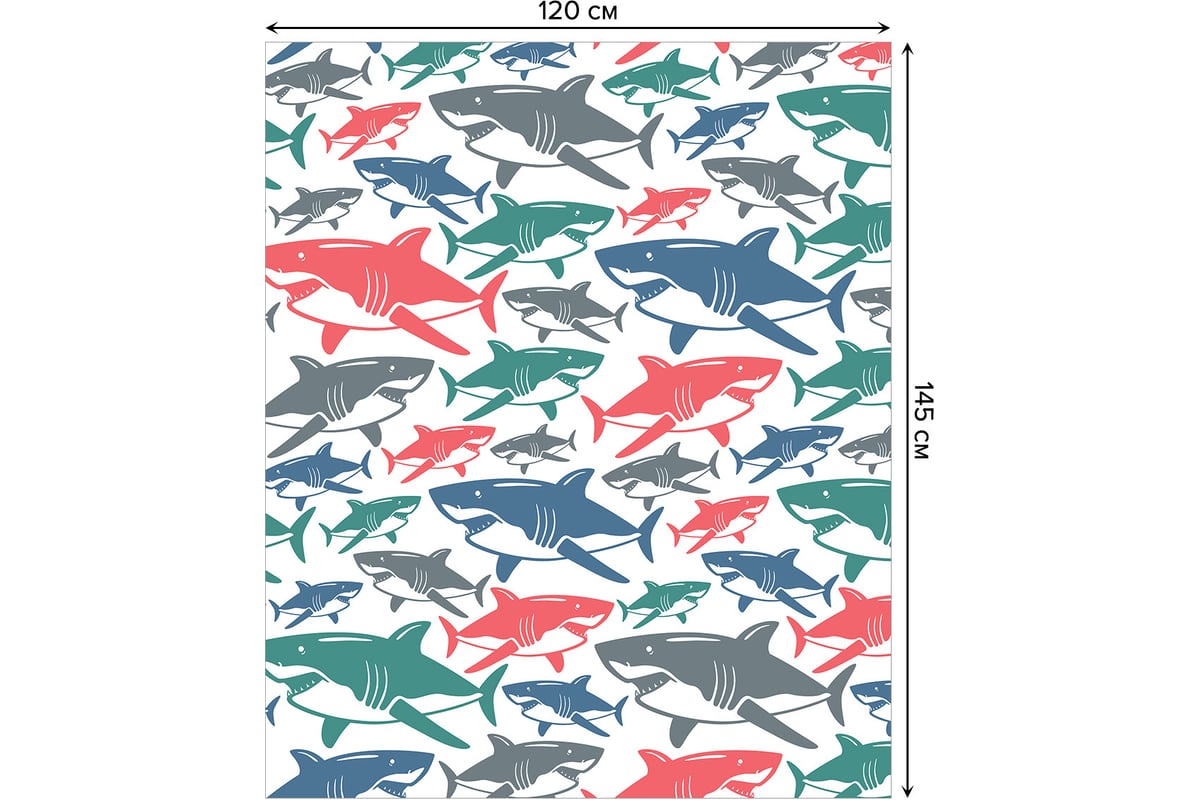 Прямоугольная скатерть JoyArty Нашествие акул из сатена tc_19813_120x145 - выгодная цена, отзывы ...