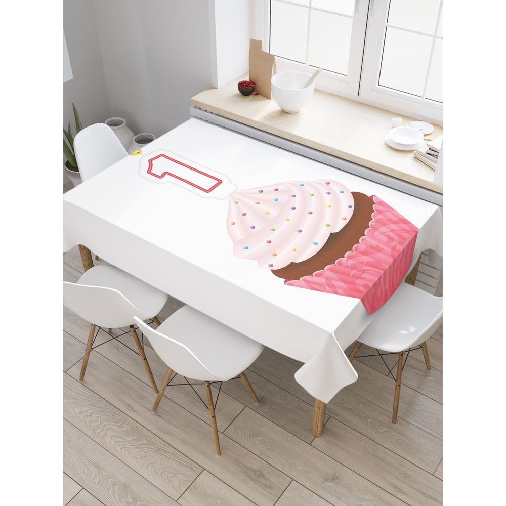 Прямоугольная скатерть JoyArty Свечка на кексе из сатена tc_35013 ...