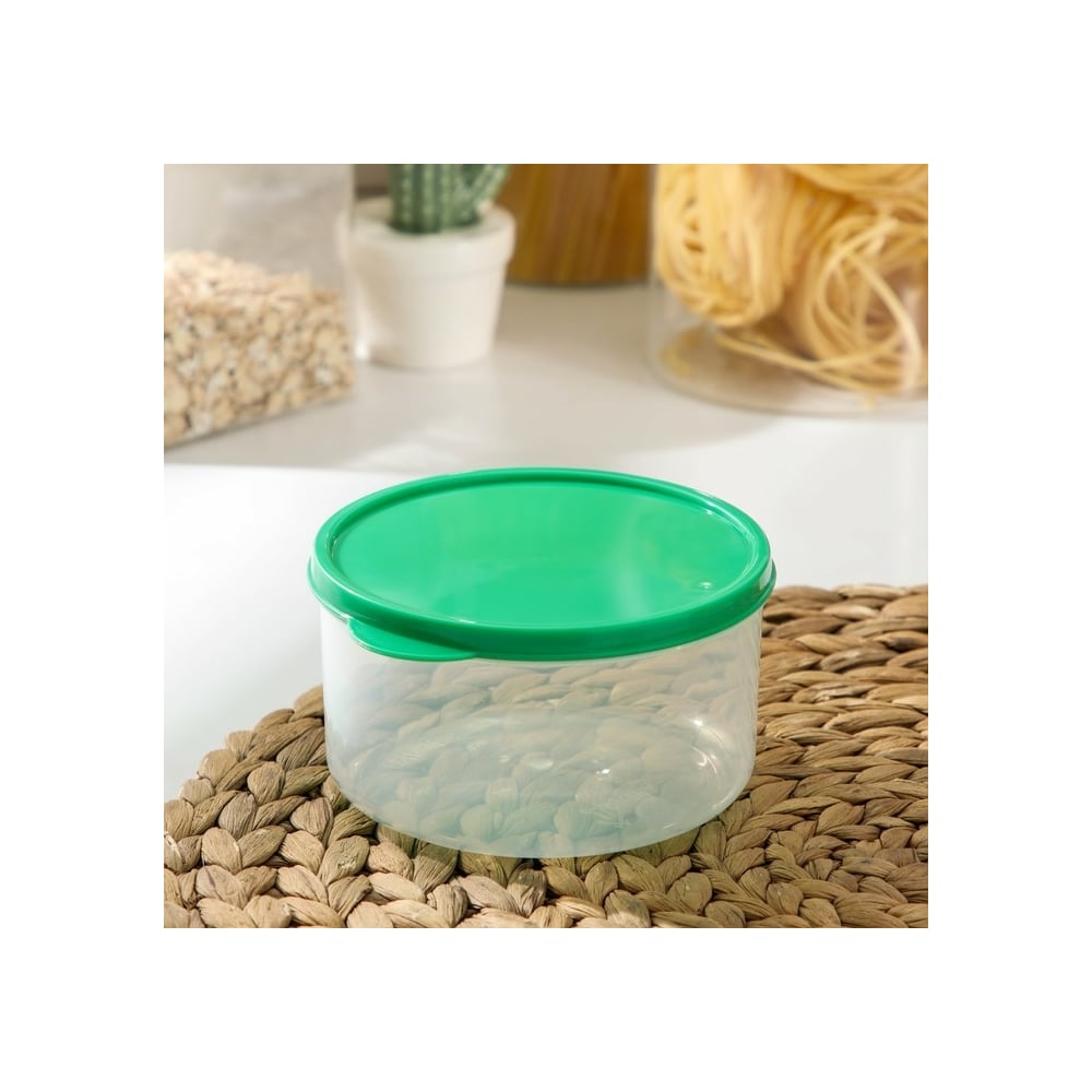 Пищевой контейнер Доляна 0,5л, круглый, цвет зелёный 1333799 - выгодная ...