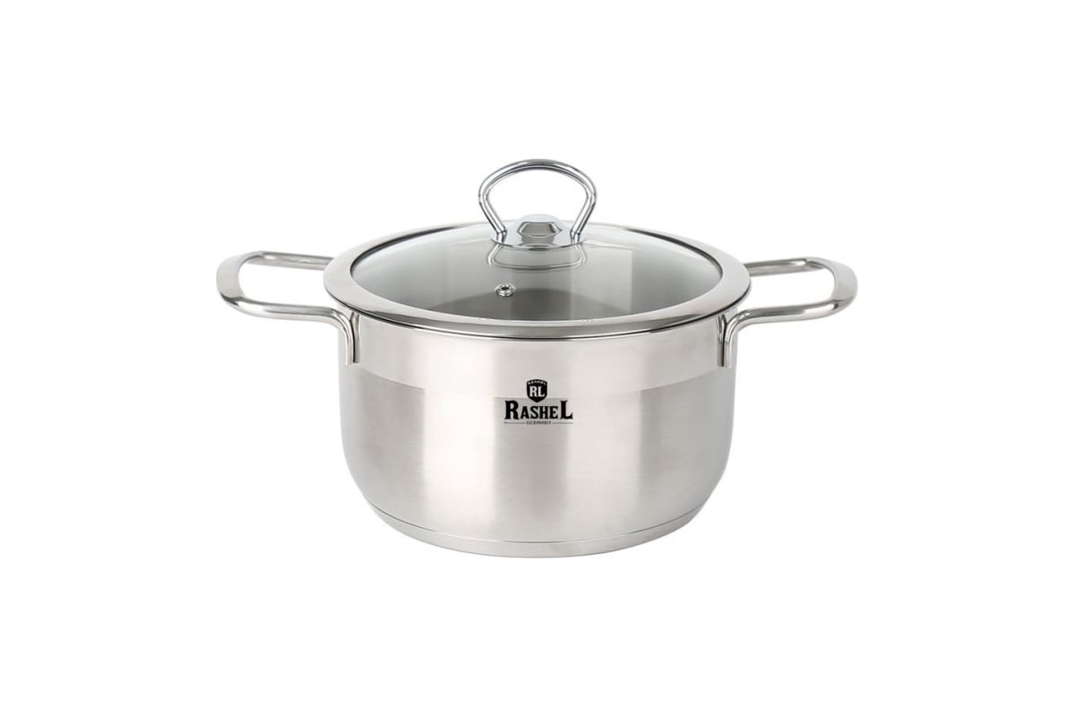 Кастрюля RASHEL 3 л, из нержавеющей стали, со стеклянной крышкой, 20x10 ...