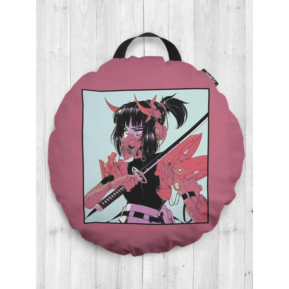 Декоративная подушка-сидушка JOYARTY "Девушка самурай", на пол, круглая, 52 см dsfr_420026 ...