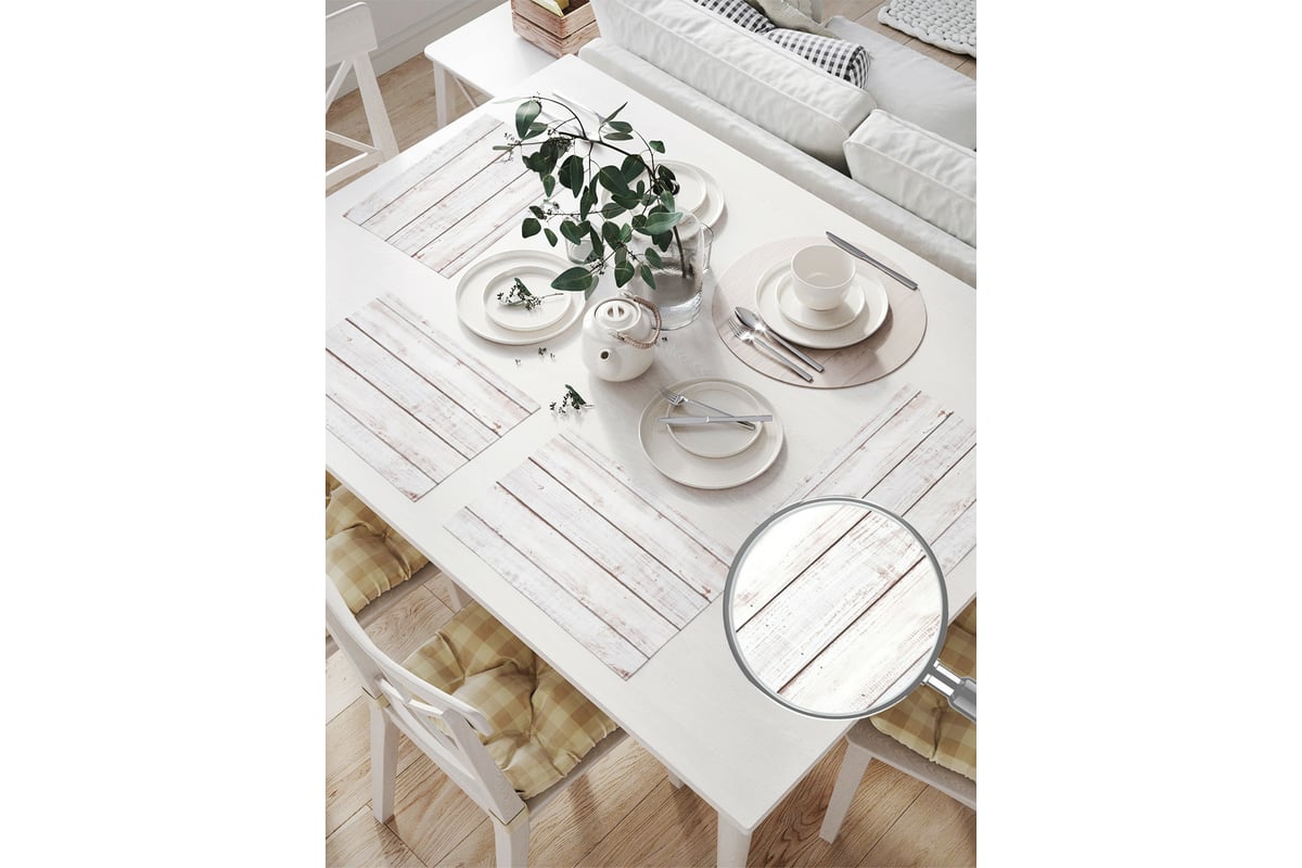 Комплект тканевых салфеток для сервировки стола JOYARTY "деревянные доски", 32x46 см, 4 шт. np ...