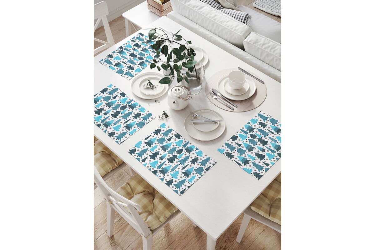 Комплект тканевых салфеток для сервировки стола JOYARTY "зима в лесу", 32x46 см, 4 шт. np_419839 ...