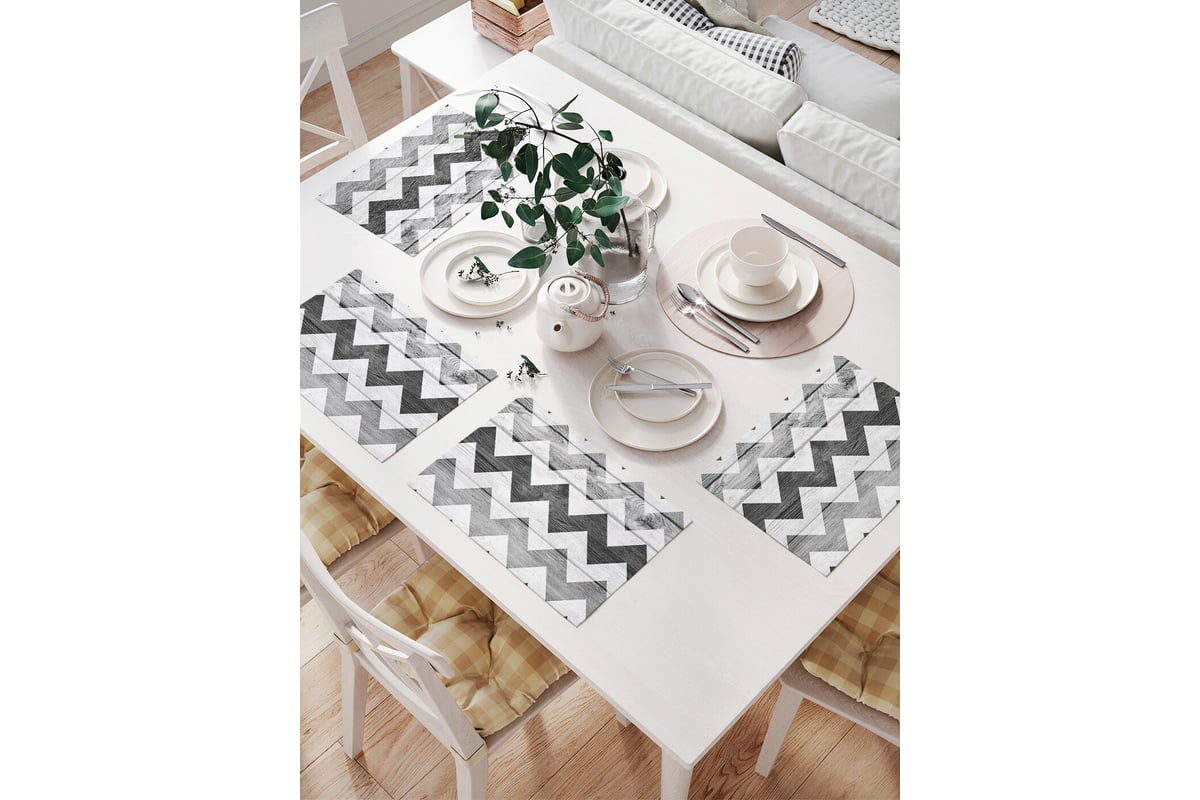 Комплект тканевых салфеток для сервировки стола JOYARTY "зигзаг из прошлого", 32x46 см, 4 шт. np ...