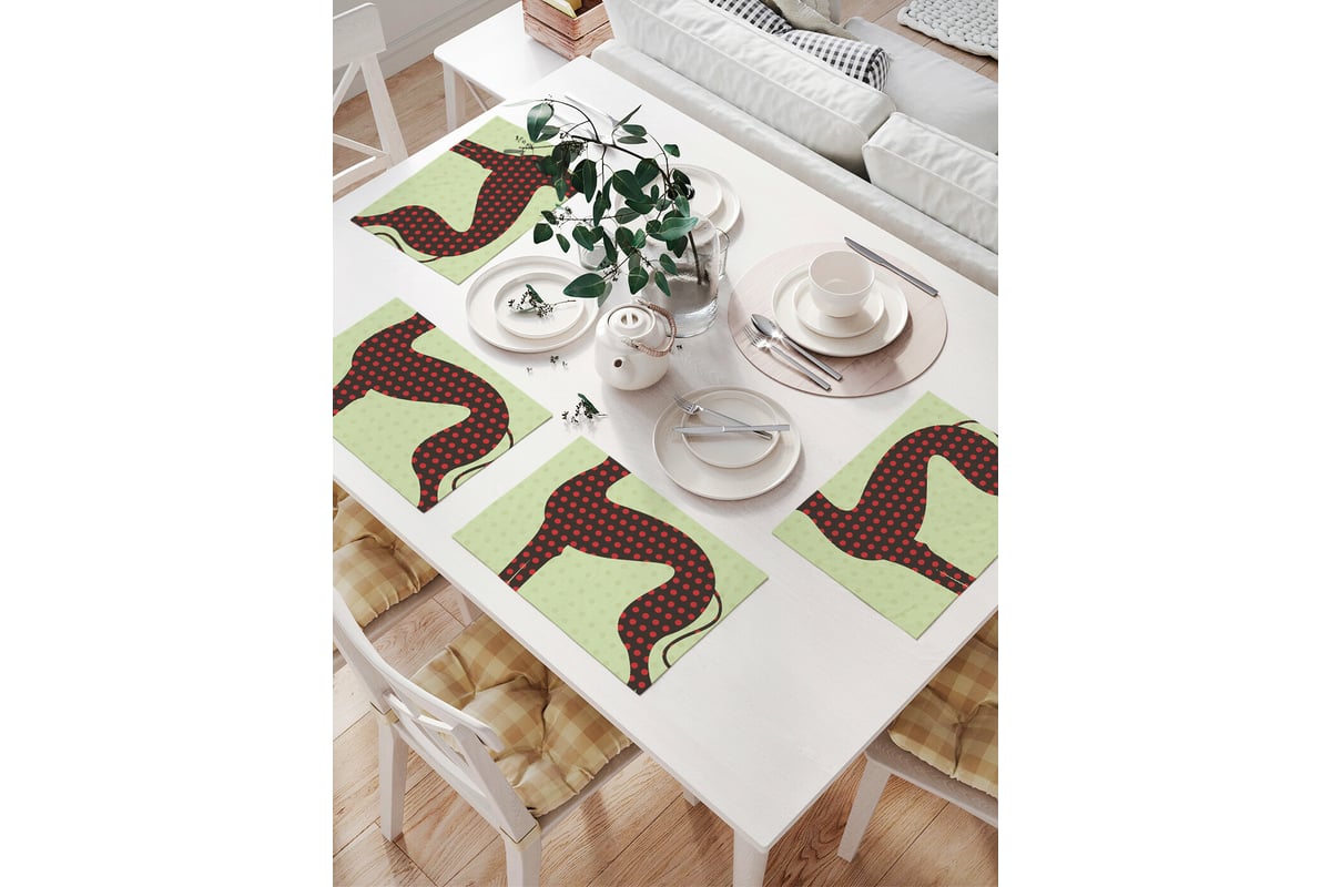 Комплект тканевых салфеток для сервировки стола JOYARTY "борзая", 32x46 см, 4 шт. np_8422 ...