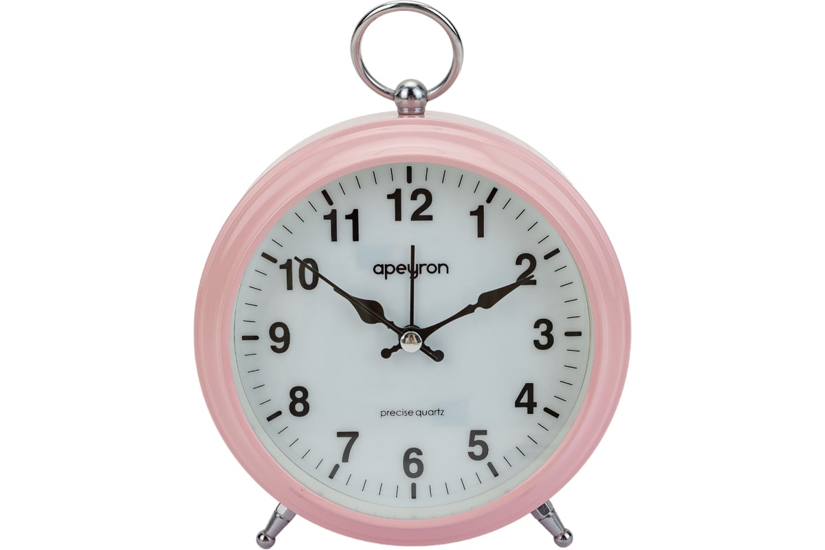 Часы будильник Apeyron подсветка розовый металл диаметр 12 4 см бесшумные Mlt2207 511 5