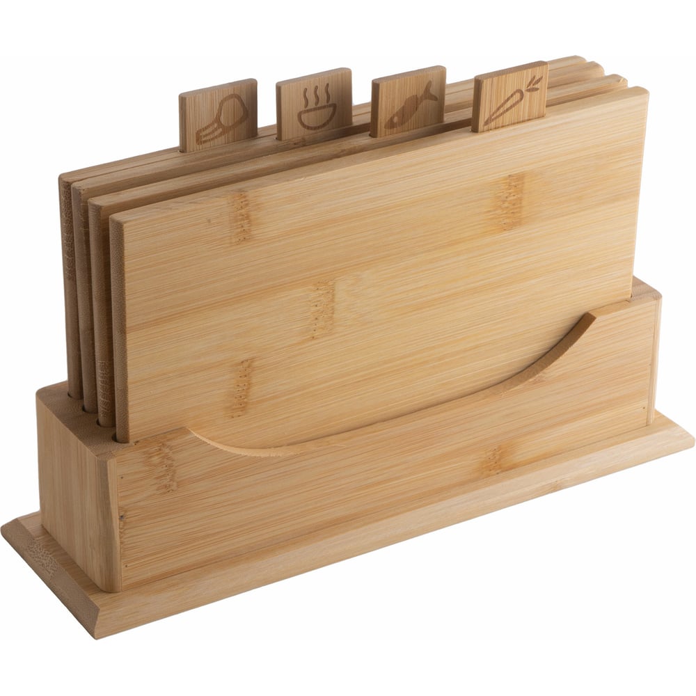 Набор из 4 разделочных досок на подставке TAVOLONE Roan бамбук, 22x16x0 ...