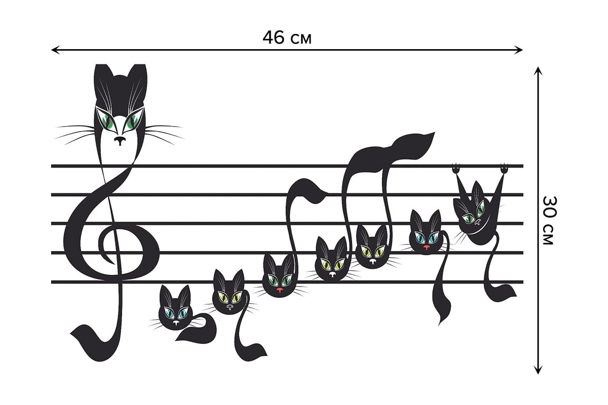 Набор прямоугольных тканевых салфеток для сервировки стола JOYARTY кошачьи ноты, плейсмат, 30x46 ...