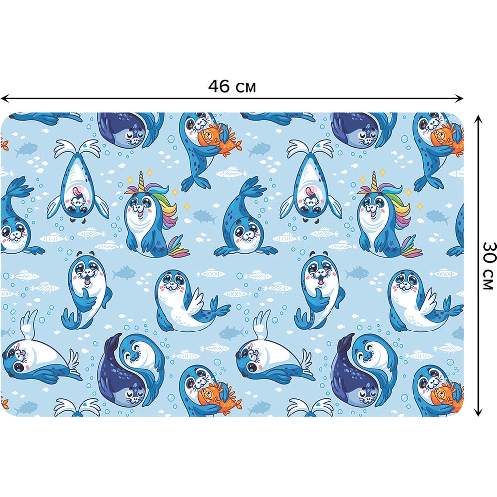 Набор прямоугольных тканевых салфеток для сервировки стола JOYARTY веселые тюлени, плейсмат ...
