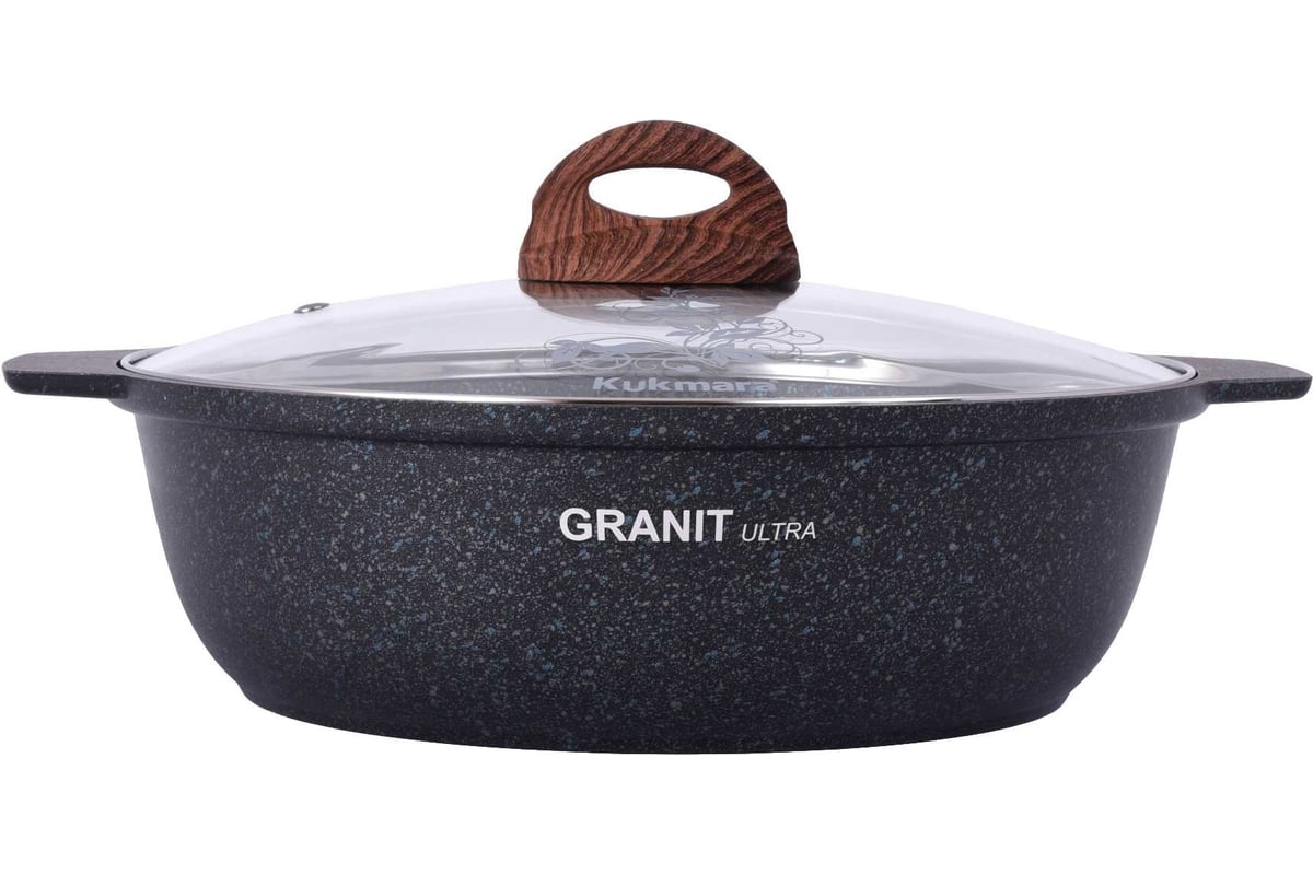Кастрюля-жаровня Kukmara Granit ultra blue 3 л, со стеклянной крышкой ...